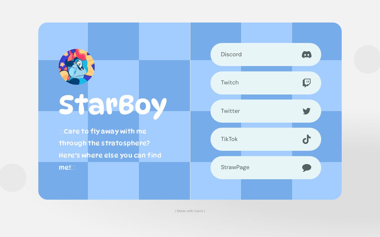 StarBoyBlue Social Carrd